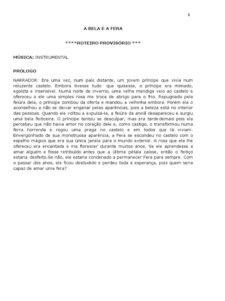 A Bela e A Fera Texto Ok | PDF | Amor
