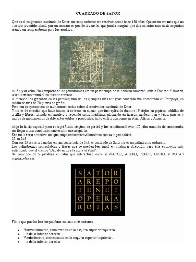 Cuadrado de SATOR | PDF | orador del Señor