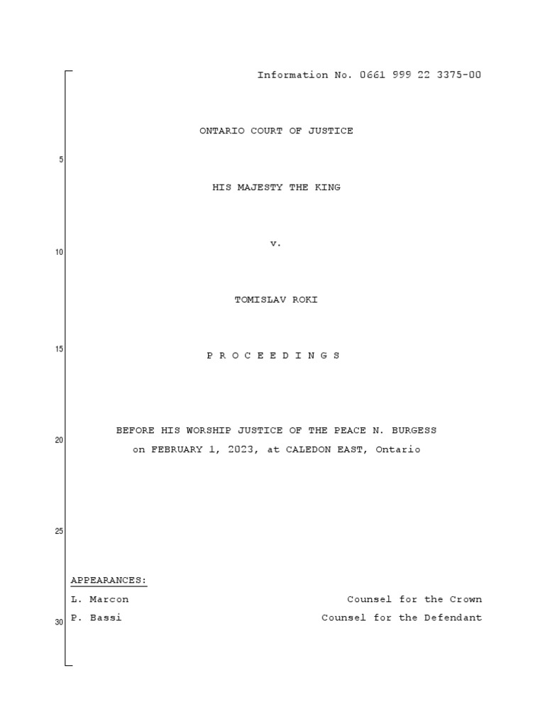 Court Transcript For R V Tomislav Roki | Download Free PDF | Justice Of ...
