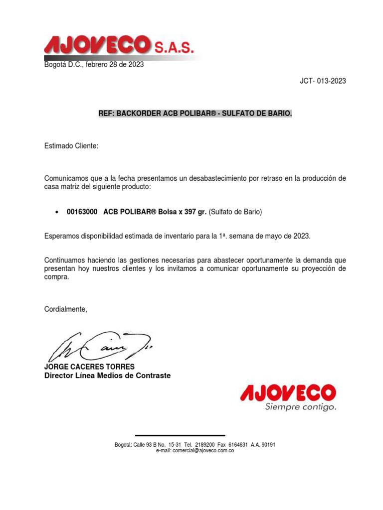 013 Backorder ACB POLIBAR Feb.28 de 2023 | PDF