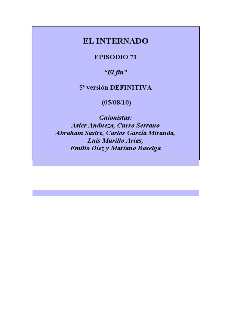 Guion - El Internado Cap71 1 | PDF