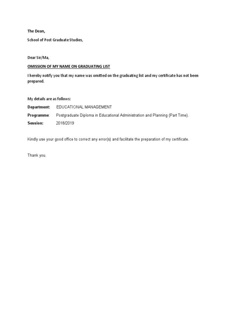 Letter of Omission - Demore | PDF