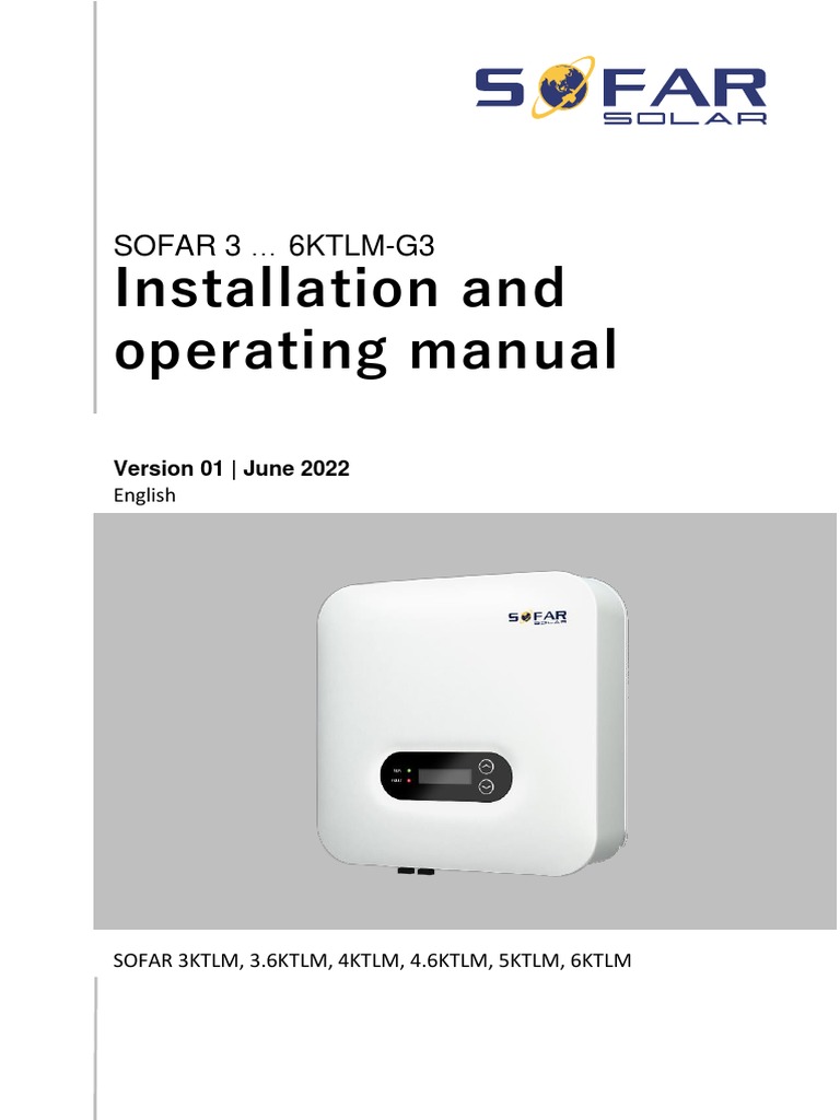 User Manual SOFAR 3-6KTLM-G3 V1 EN | PDF | Electrical Connector | Alternating Current