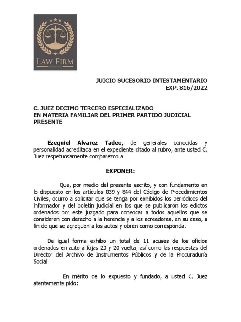 Escrito Presenta Periodocos de Edictos | PDF