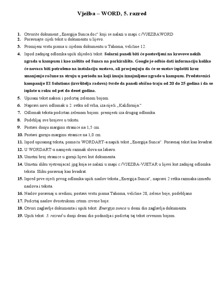 Vjezba Word5 | PDF