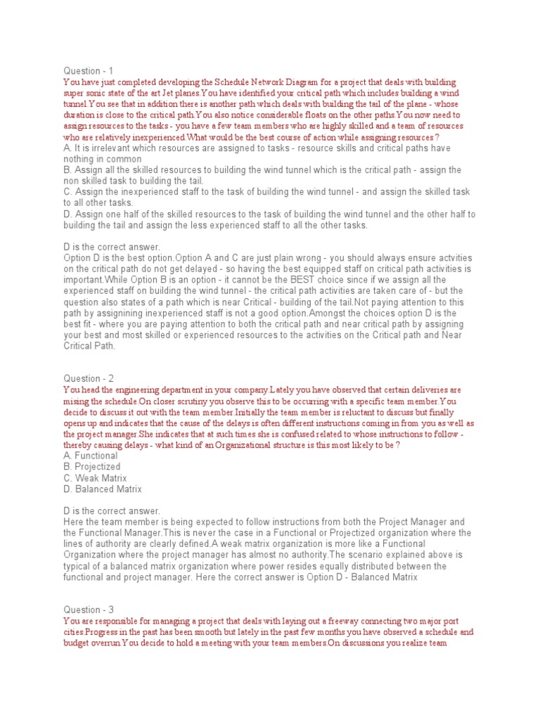 200 Sample Questions Ver2 | PDF | Project Management | Performance ...