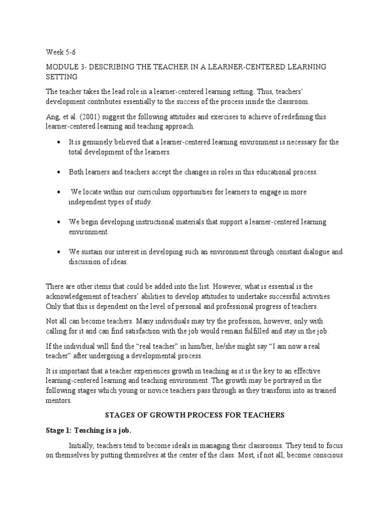 Module 3 Week 5 6 Facilitating Learner Centered Teaching Pdf