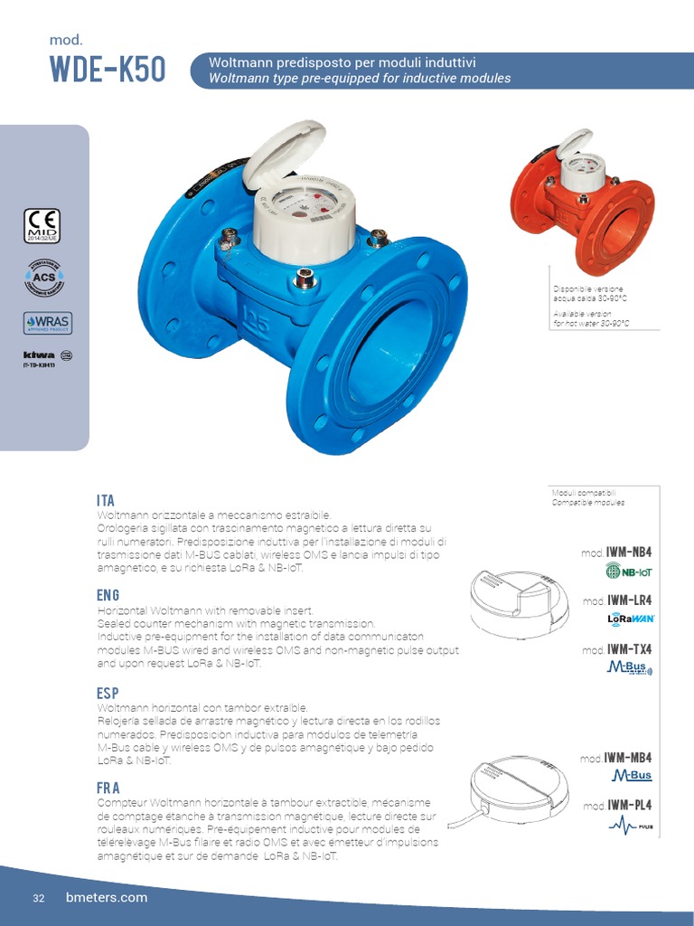 Ficha Tecnica Medidor Woltman Wde-K50 B Meters | PDF