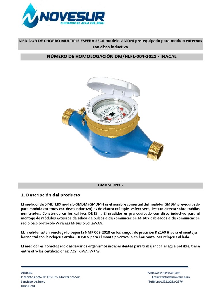 Ficha Tecnica Medidores para Estacion de Medidores | PDF | Reloj | Agua