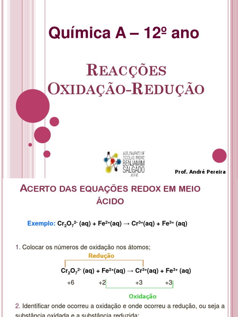 Acerto de Reacções Redox | PDF | Reações químicas | Equações