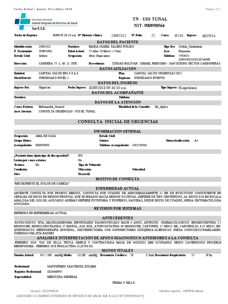 Maria Talero 2396532211 | PDF | Dolor de cabeza | Enfermedades y trastornos