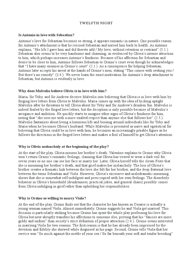 Key Themes and Quotes in Twelfth Night | PDF | Twelfth Night