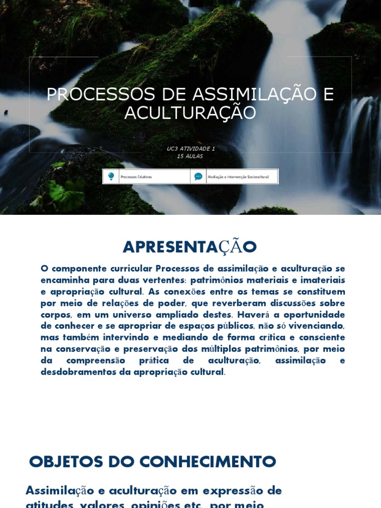Uc3 - Processo de Assimilação e Aculturação | PDF | Sociologia ...