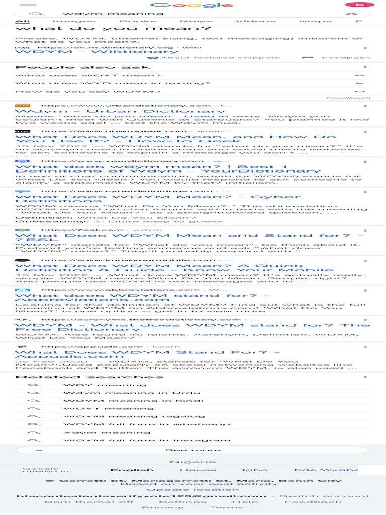 Wdym Meaning - Google Search | PDF | Online Chat | Acronym