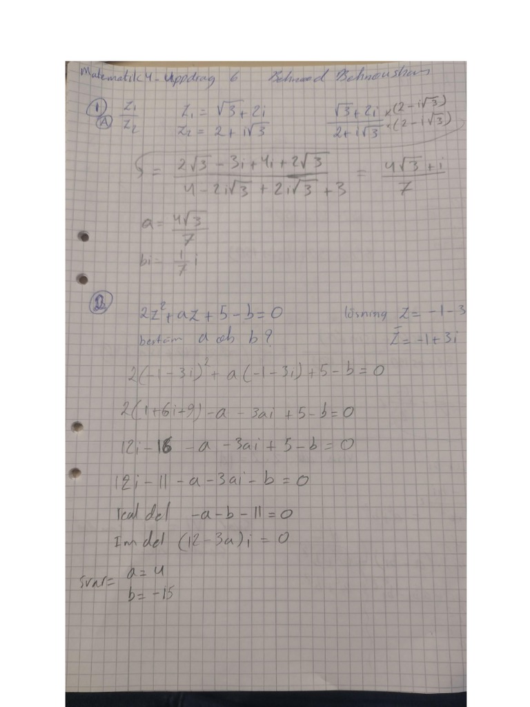 Matematik 4, Uppdrag 6 | PDF