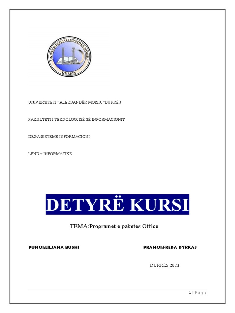 Detyre Kursi Informatike | PDF