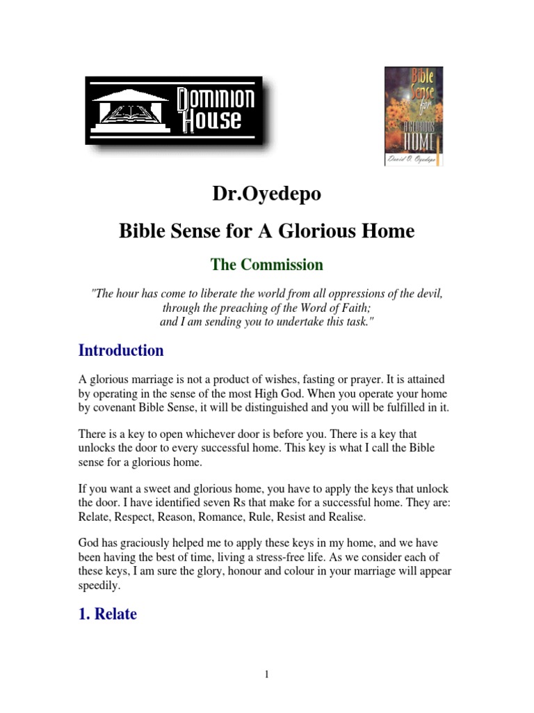 Bible Sense For A Glorious Home | PDF | Marriage | Wife
