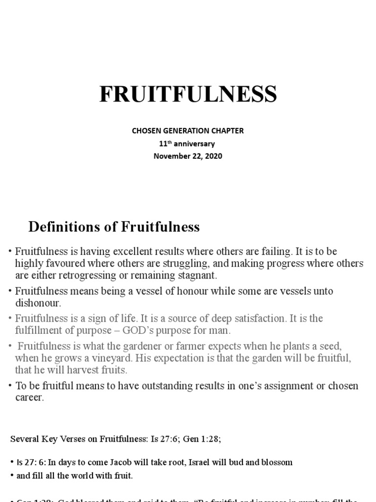 Fruitfulness CGS | PDF | Book Of Genesis | Prayer