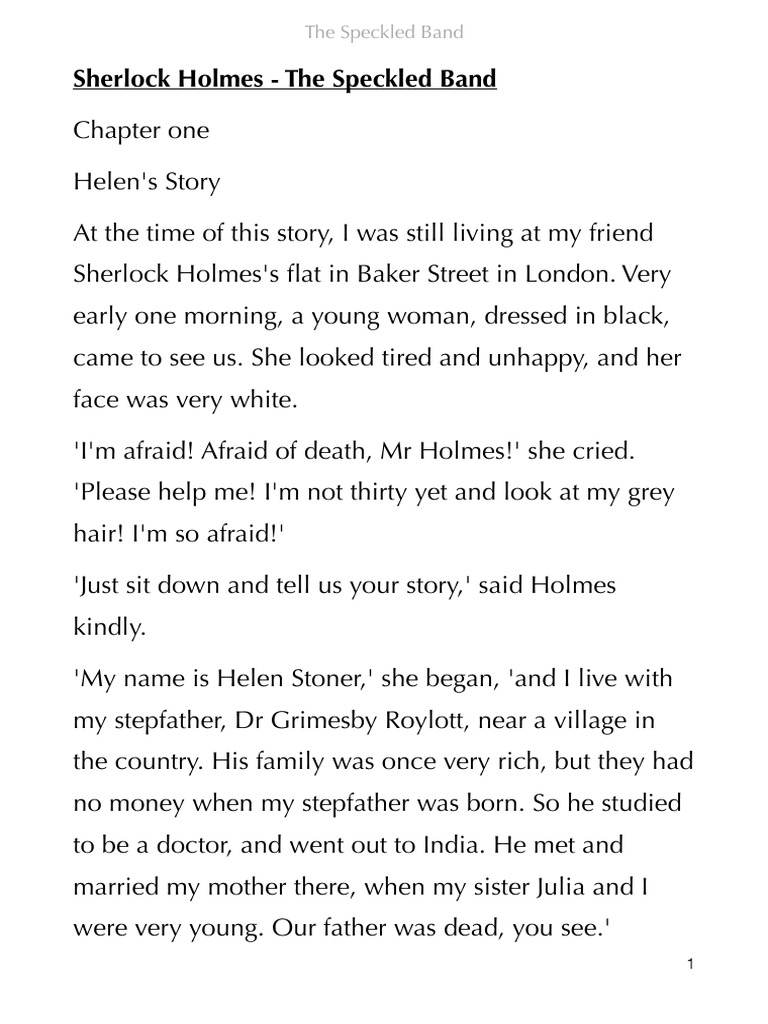 Sherlock The Speckled Band | PDF | The Adventure Of The Speckled Band