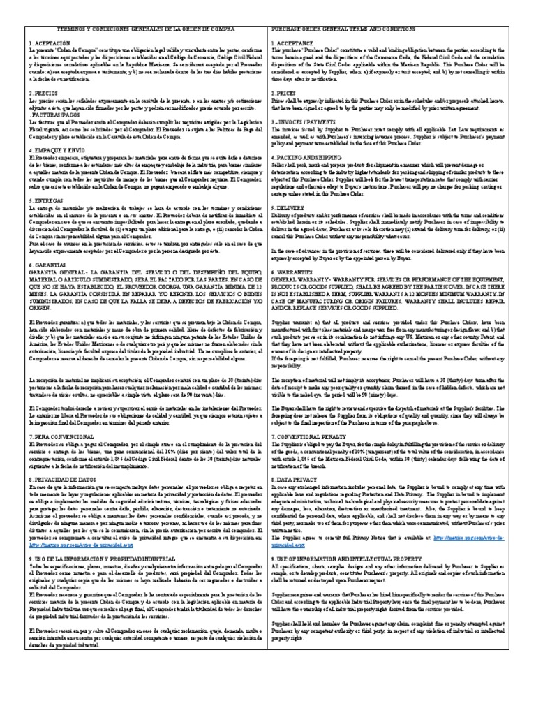 PO General Terms and Conditions PPG Mexico V Spa Eng 16 02 22 Reduced ... PO General Terms and Conditions PPG Mexico V Spa Eng 16 02 22 Reduced ...