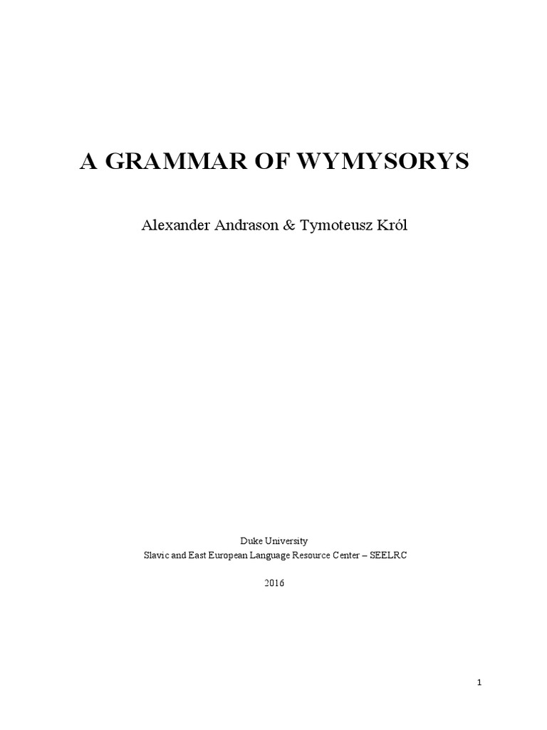 Grammar of Wymysorys Language | PDF | Grammatical Gender | German Language