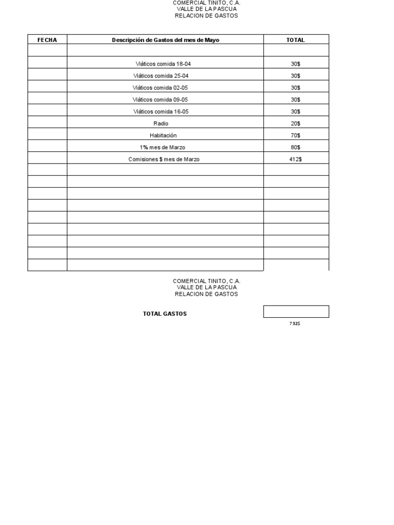 Control De Gastos Pdf 5309