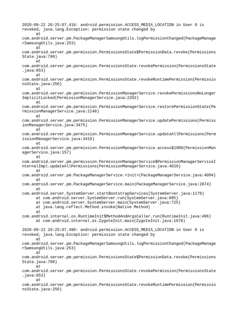 Perm Log | PDF | Java (Programming Language) | Android (Operating System)