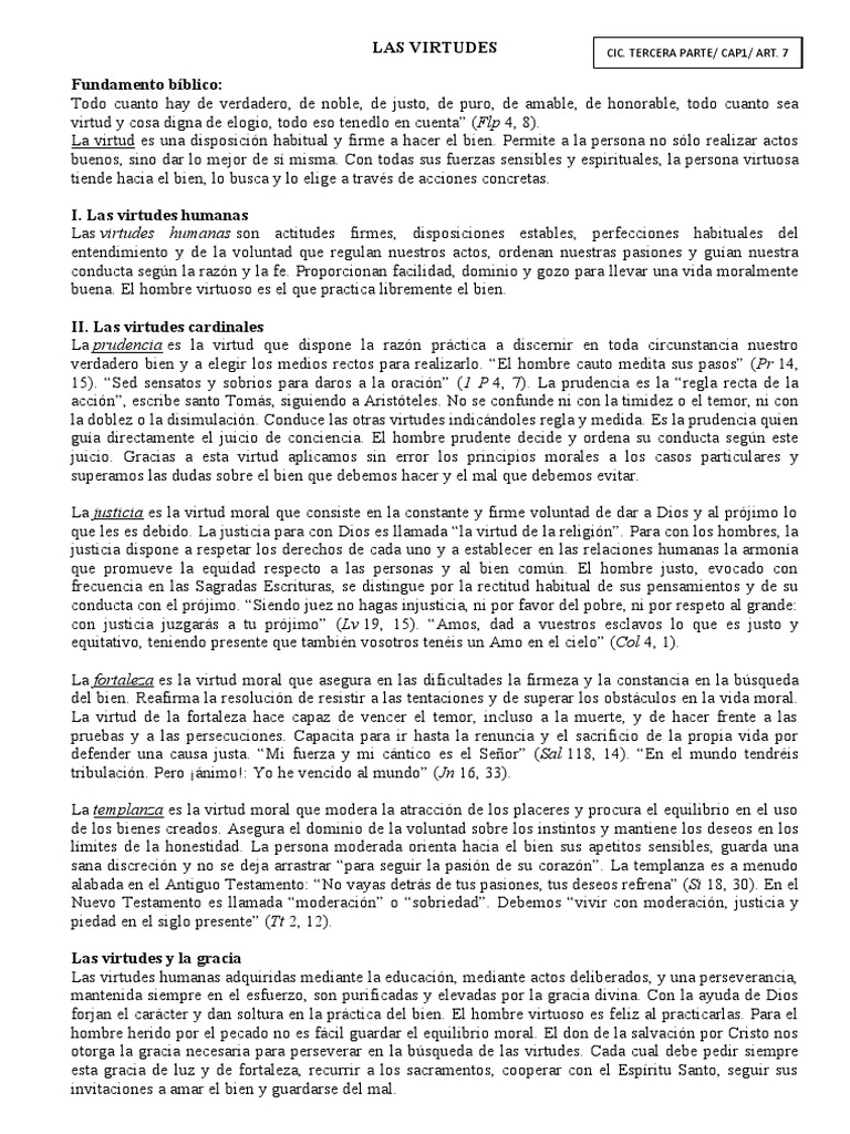 Las Virtudes Cardinales | PDF | Virtud | Prudencia