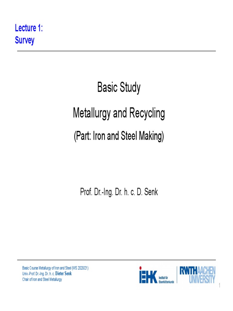 Senk Basic Part1 Engl2021 | PDF | Steel | Blast Furnace