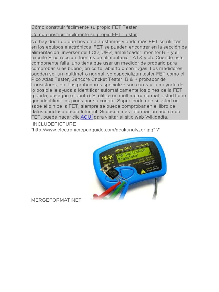 Cómo construir fácilmente su propio FET Tester | PDF