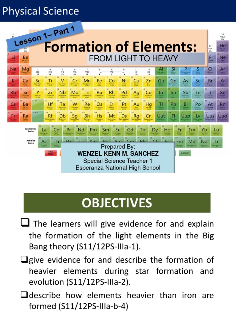 PS_Lesson-2_Part-1_Formation-of-Elements | PDF | Chemical Elements | Stars