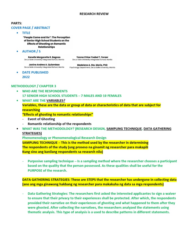 SAMPLE Research Review | PDF | Methodology | Data
