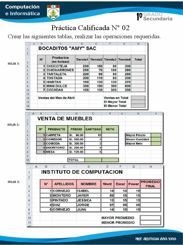 Práctica Calificada 2° Excel | PDF