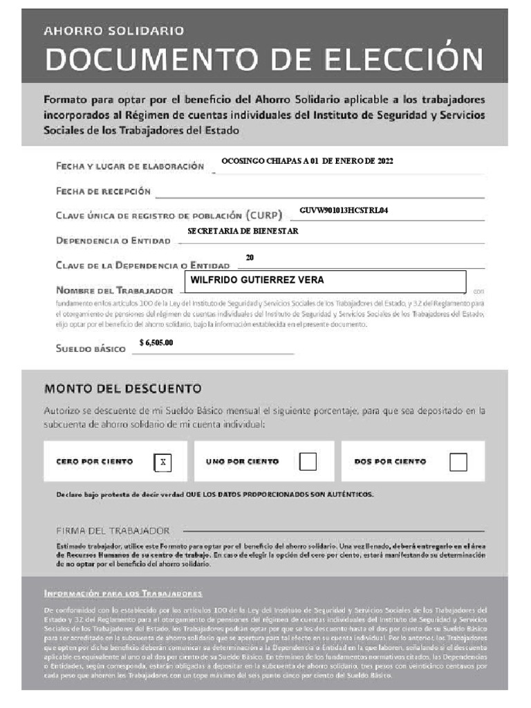 Formato Ahorro Solidario | PDF