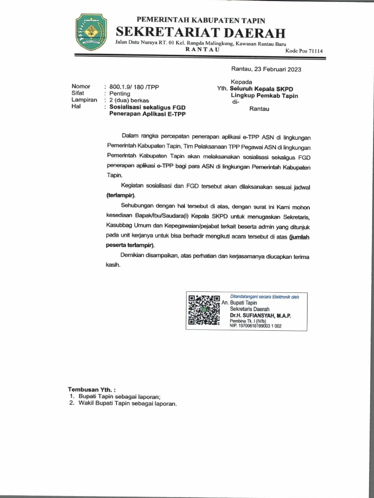 Undangan Sosialisasi e-TPP | PDF