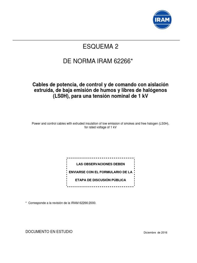 Esquema 2 IRAM 62266 Cables Con Baja Emisión de Humos y Libres de ...