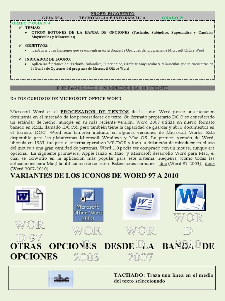 Infor 7° Guia N°4 | Descargar gratis PDF | Microsoft Word | Microsoft Office
