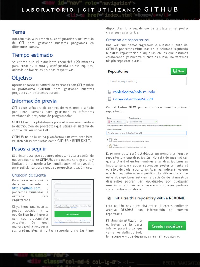 Laboratorio: Uso de Git y GitHub | PDF | Archivo de computadora ...