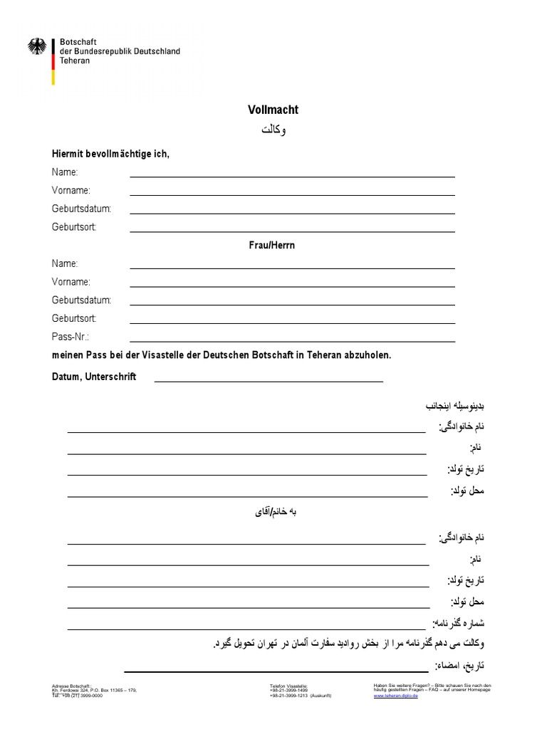 Vollmacht Abholung Data | PDF