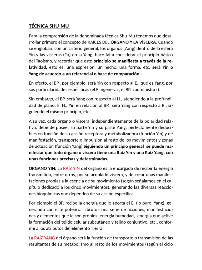 Técnica Shu Mu Clase | PDF | Yin y yang | Hígado