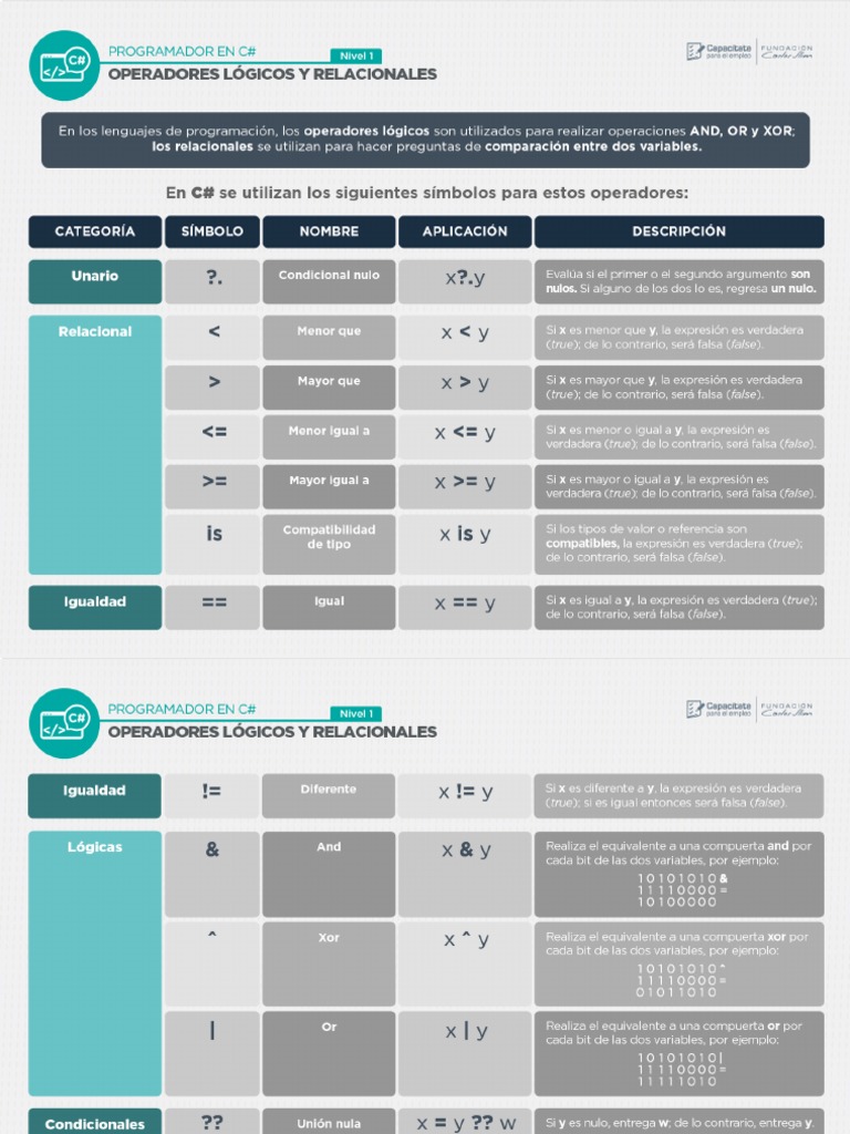 Operadores Lógicos y Relacionales | PDF