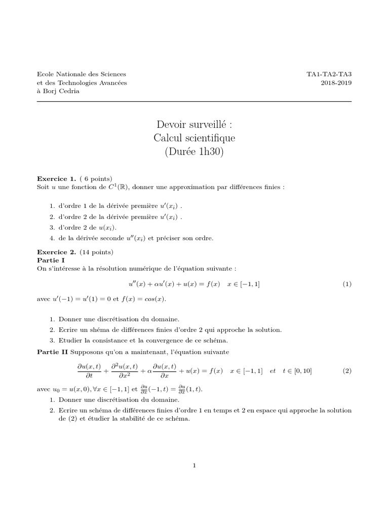 Devoir Surveillé en Calcul Scientifique | PDF