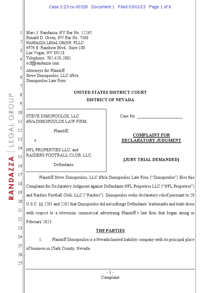 File 0782 | PDF | Declaratory Judgment | Complaint