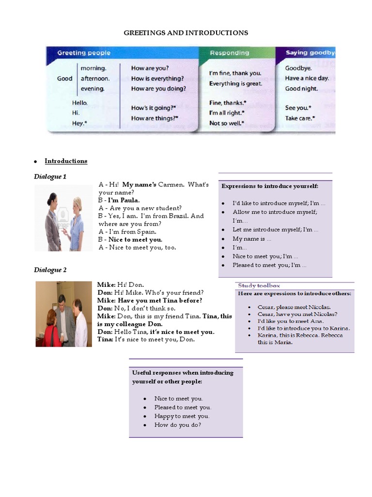 Making Introductions: Examples of Effective Dialogue for Greeting ...