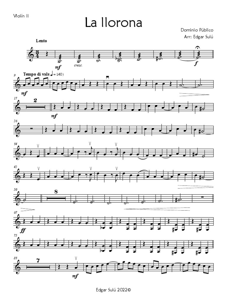 La Llorona-Violín II | Download Free PDF | Musicology | Performing Arts