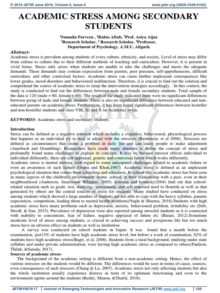 Academic Stress | PDF | Stress (Biology) | Mental Disorder