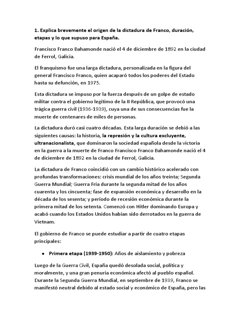 Actividades Franquismo | PDF | Francisco franco | España