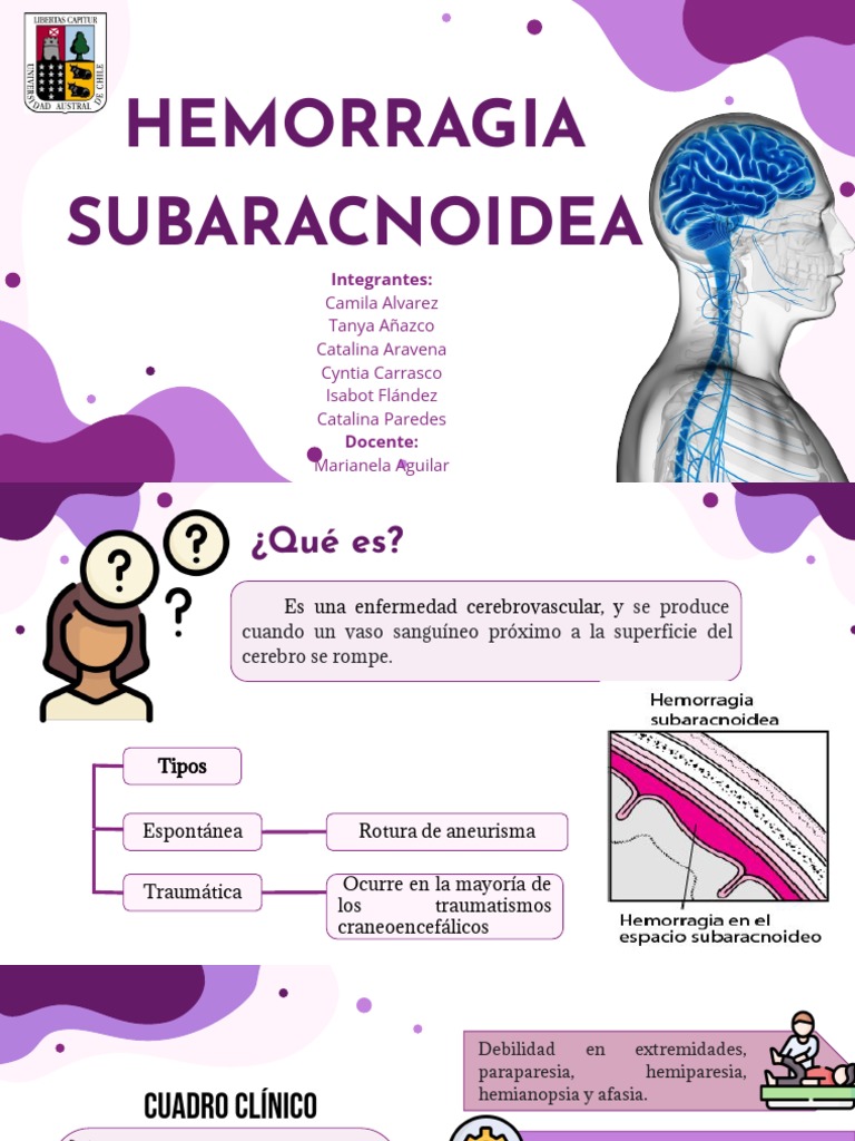 Grupo 6 PPT Hemorragia Subaracnoidea | PDF | Medicina | Enfermedades y ...