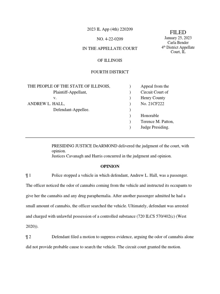 People v. Hall, 2023 IL App (4th) 220209 | PDF | Search And Seizure ...
