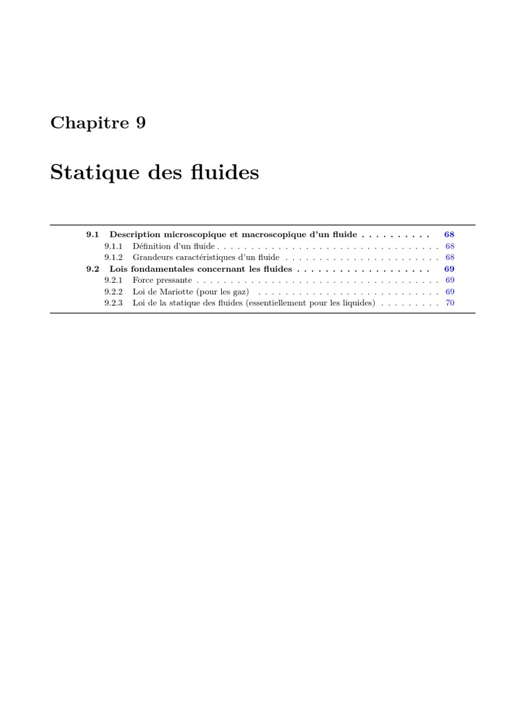 Statique des Fluides : Concepts Clés | PDF | Pression | Fluide